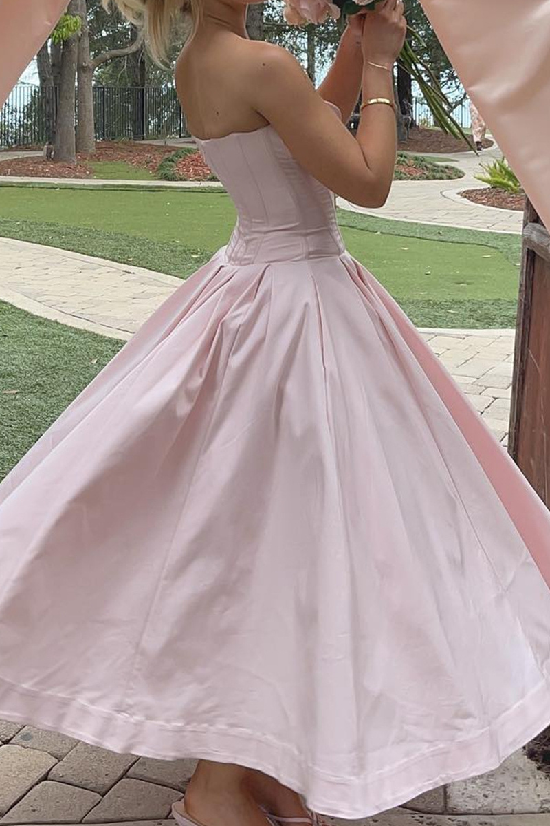 Wholesale Red Formal Evening Party Prom Backless Strapless Long Tube ...