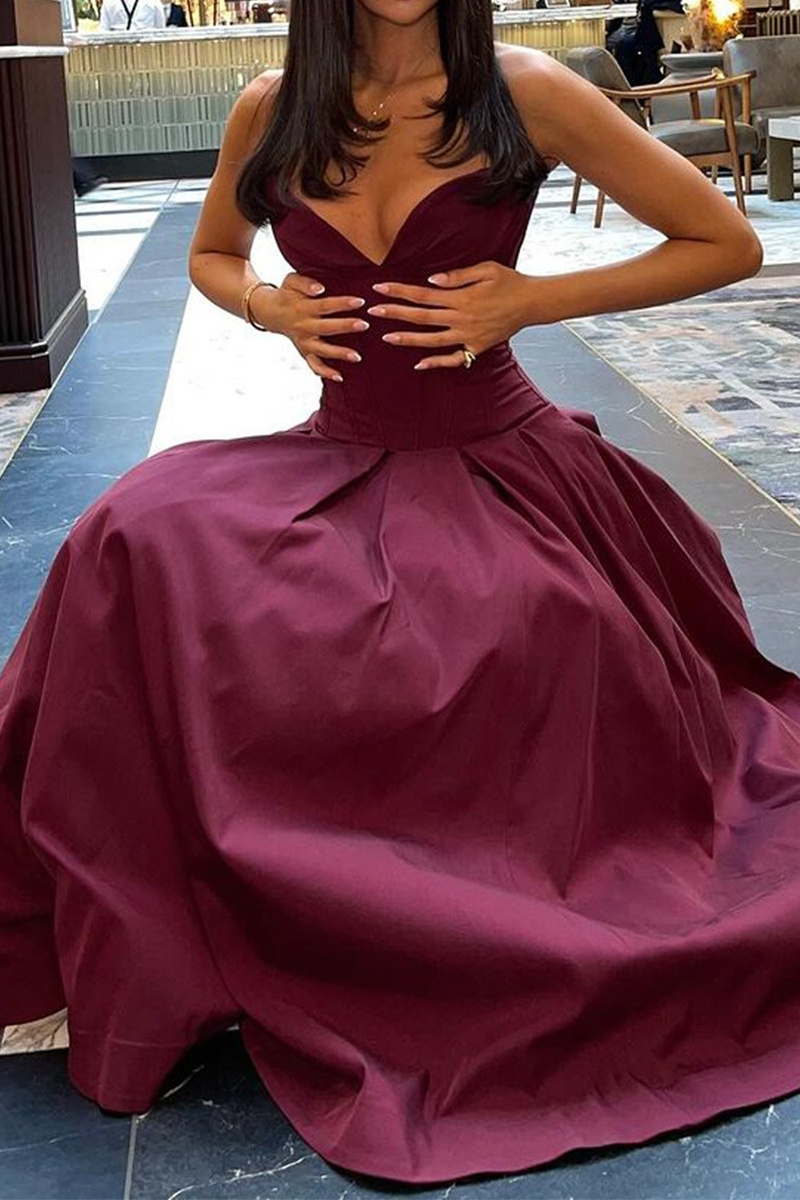 Wholesale Red Formal Evening Party Prom Backless Strapless Long Tube ...