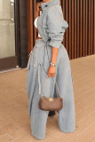 Wholesale Blue Casual Zipper Long Sleeve Denim Crop Jackets And Cargo ...