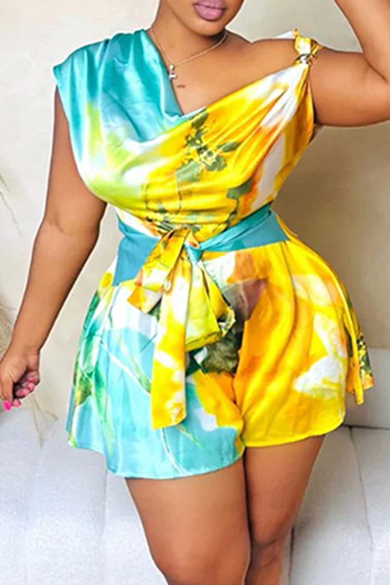 Wholesale Sexy Casual Daily Print Backless Belted Regular Rompers ...