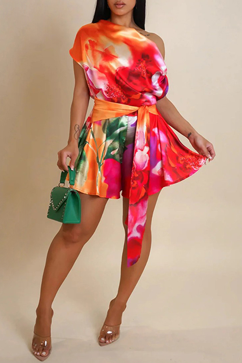 Wholesale Sexy Casual Daily Print Backless Belted Regular Rompers ...