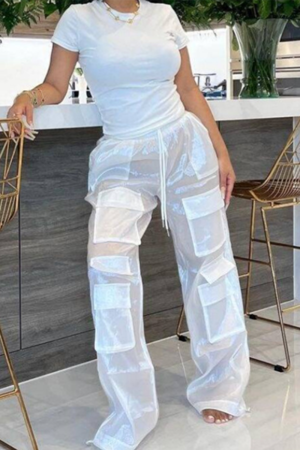 Wholesale Sexy Solid Color Draw String Pocket Loose Mid Waist ...