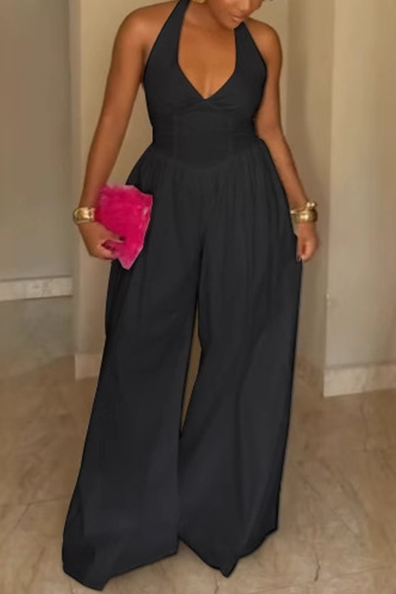 Wholesale Elegant Solid Color Basic Halter Regular Jumpsuits K134700 Online