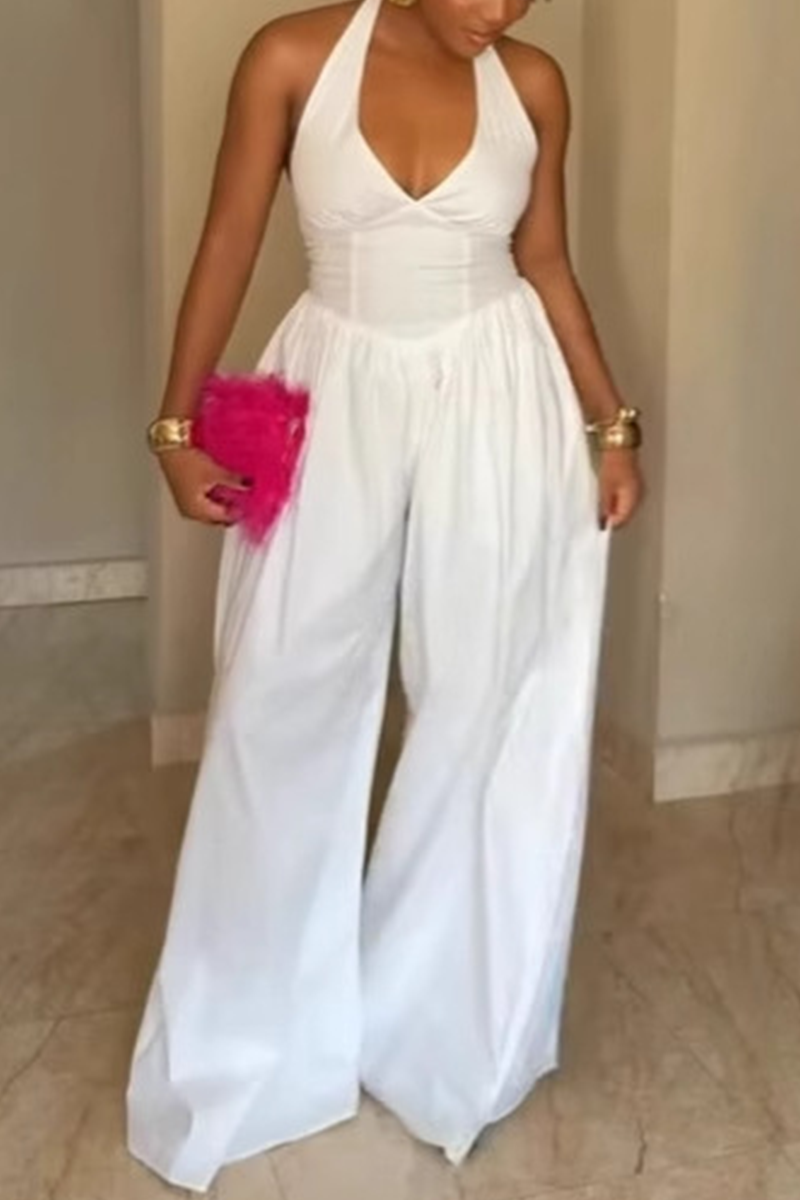 Wholesale Elegant Solid Color Basic Halter Regular Jumpsuits K134700 Online