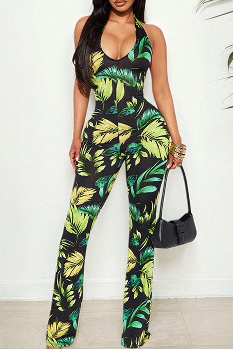 Wholesale Sexy Print Backless Halter Regular Jumpsuits K136233 Online
