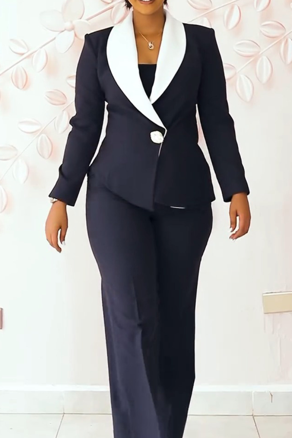 Wholesale Daily Elegant Solid Color Contrast Turndown Collar Long ...
