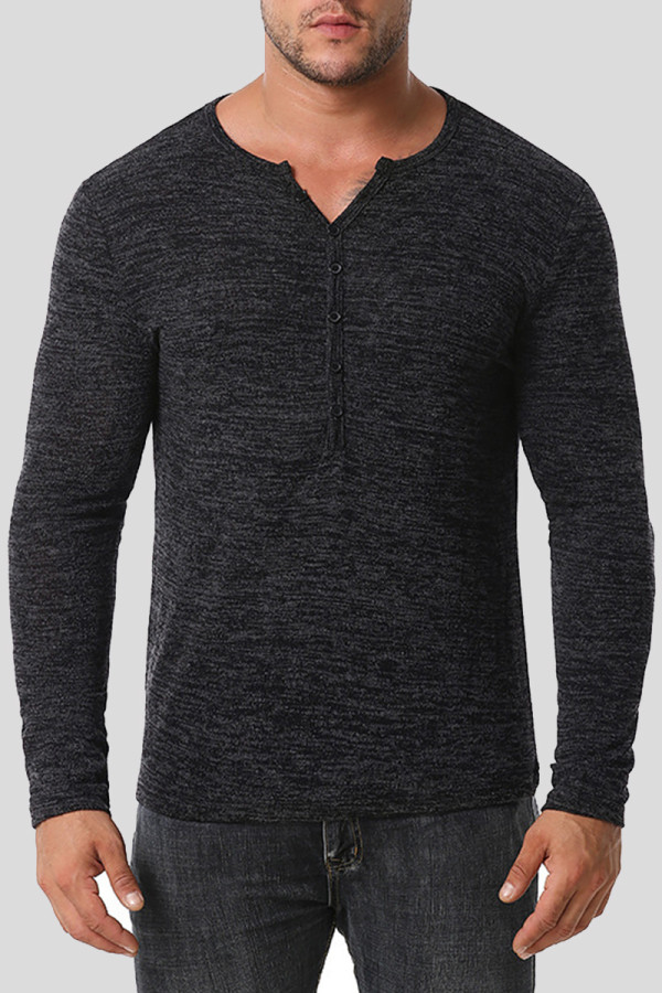 US$ 16.99 - Fashion Casual Solid Basic V Neck Men's Tops - www.shycoo.com
